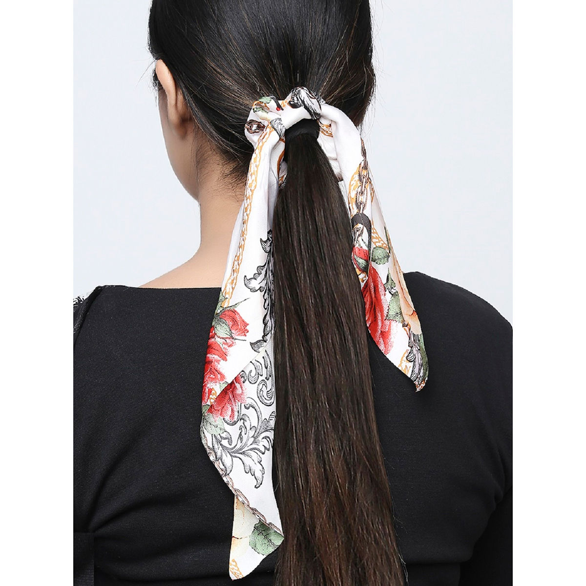 OOMPH White & Red Satin Scraf Scrunchy RubberBand Hair Tie: Buy OOMPH ...