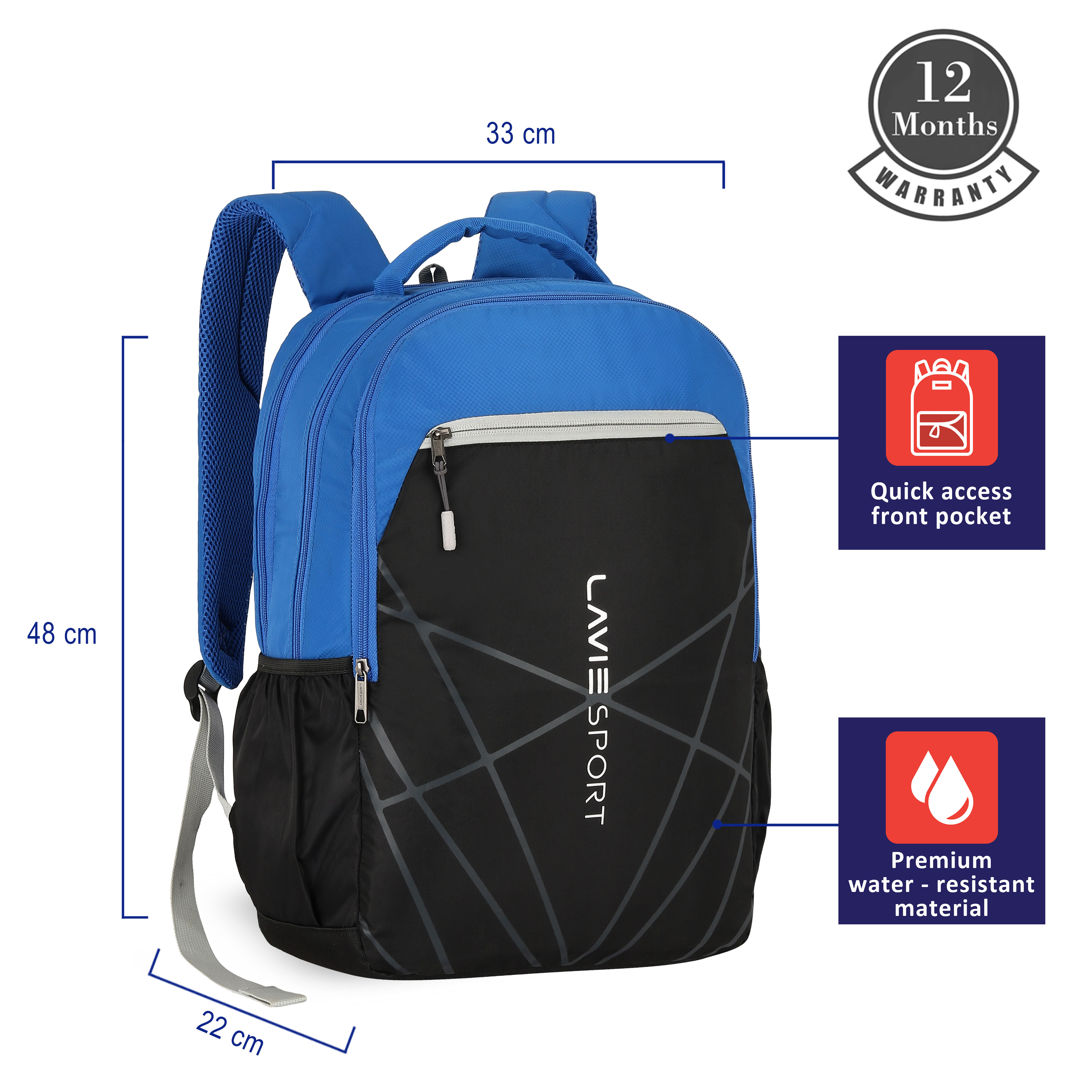 Buy Lavie Royal Blue Twist Backpack Online