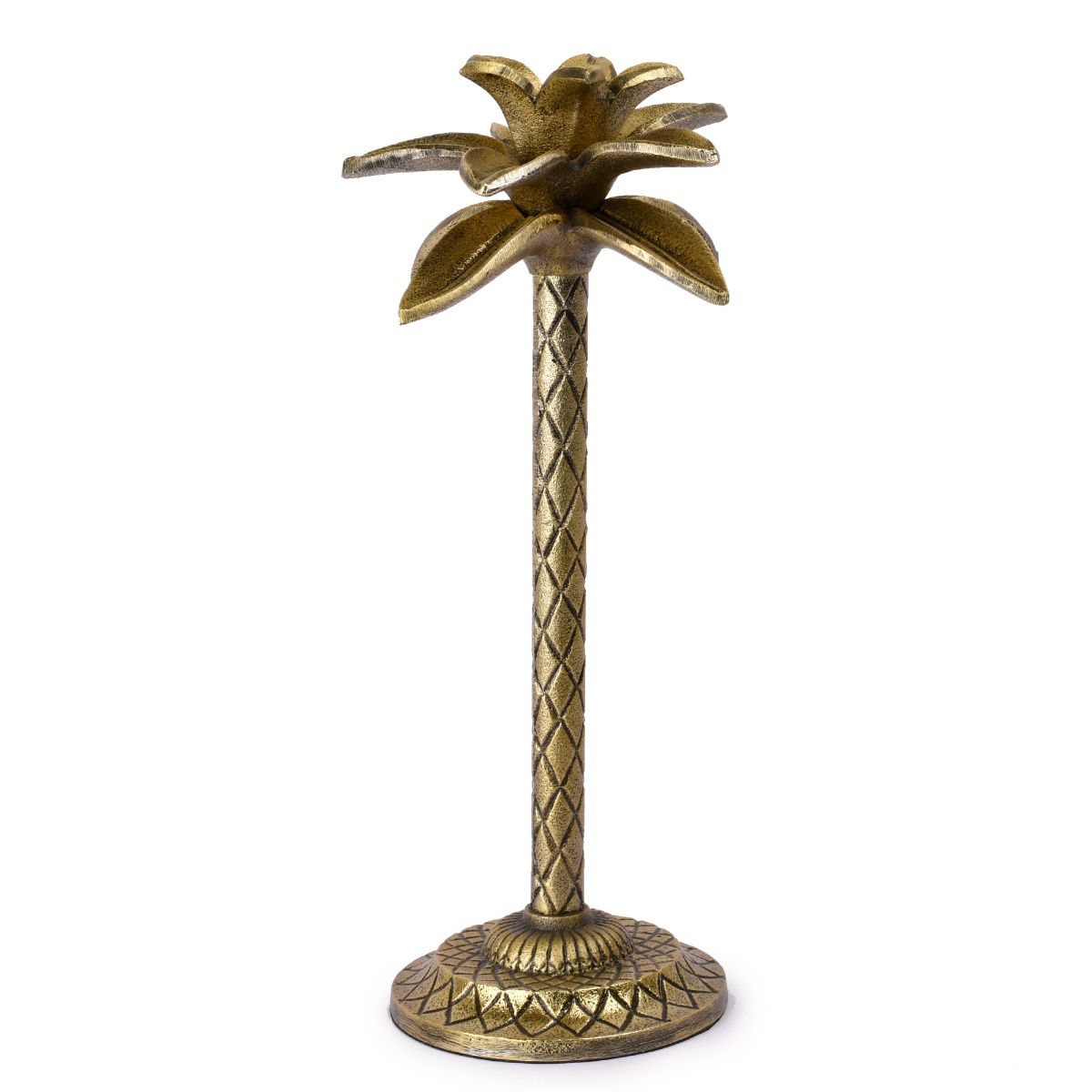 Manor House House Antique Brass Palm Tree Pillar Candle Holder Big 13 ...
