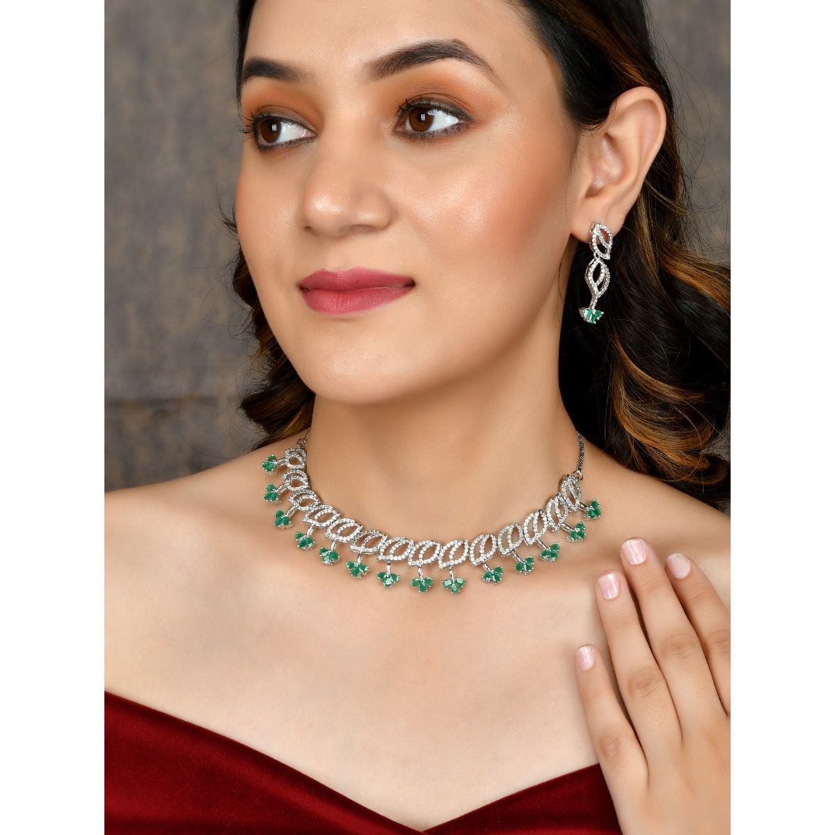 Buy Silvermerc Designs Silver Plated American Diamond Classy Jewellery ...