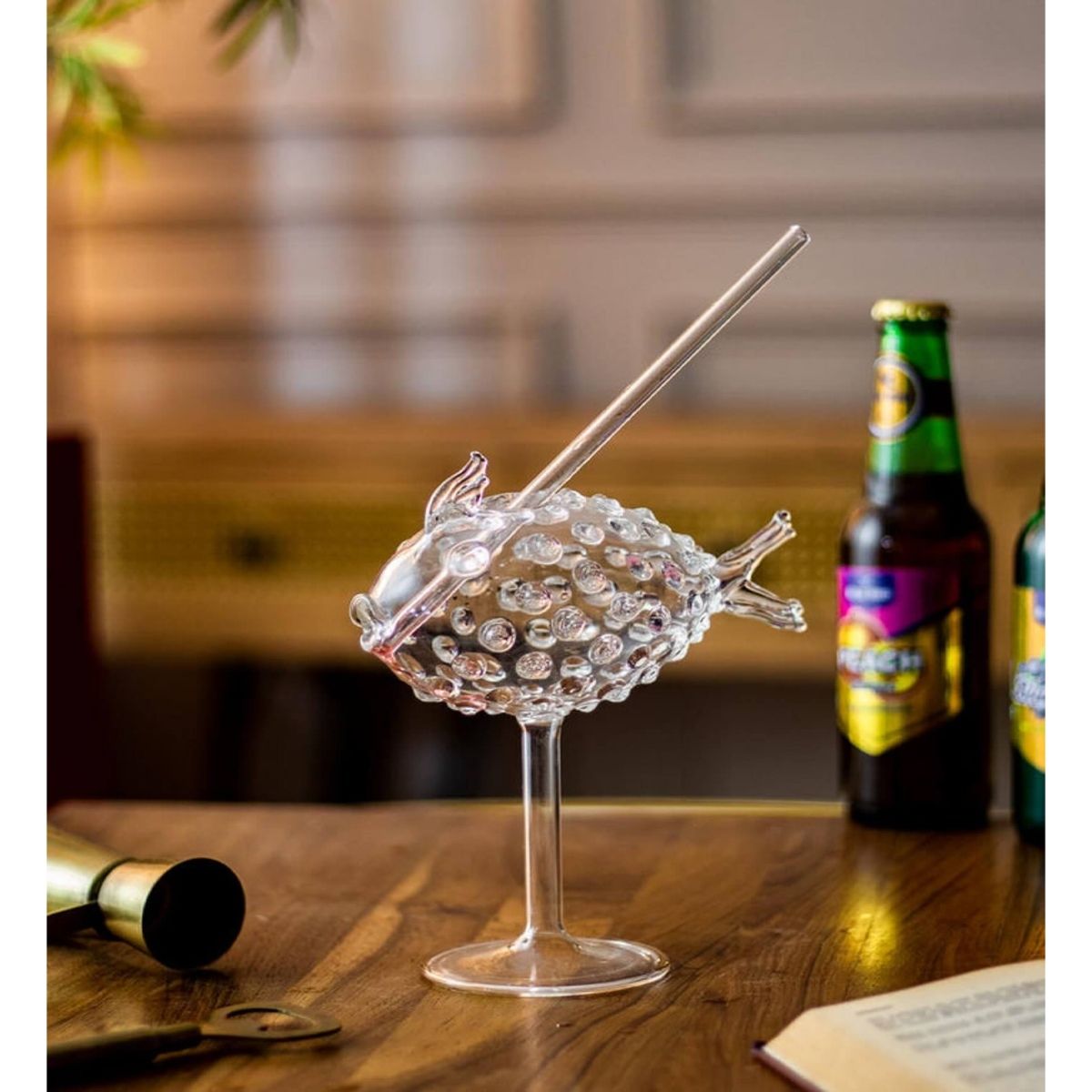 Melbify Fish Shaped Cocktail Glass with Glass Straw( Set of 2) 350 ML ...