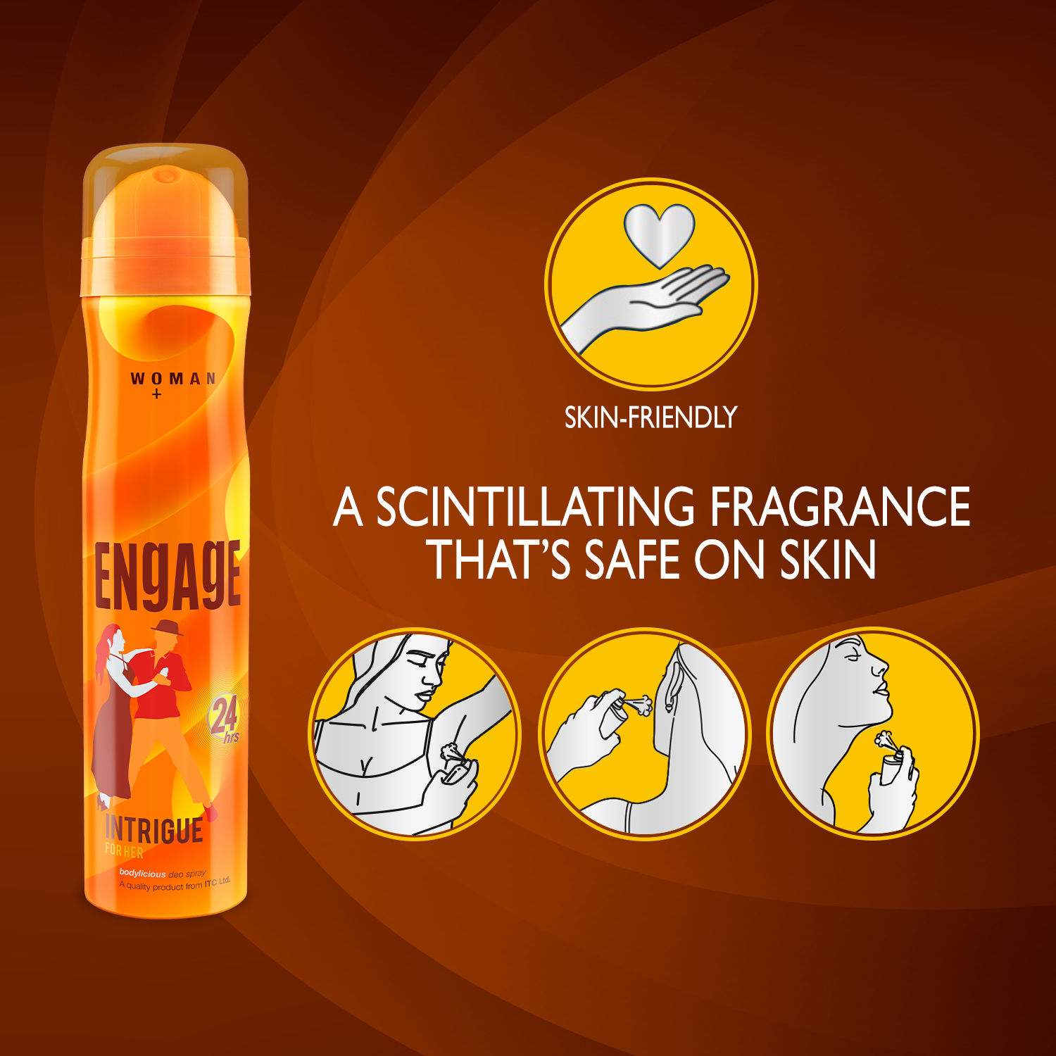 Buy Engage Intrigue Deodorant for Women, Sweet & Sophisticated, Skin ...