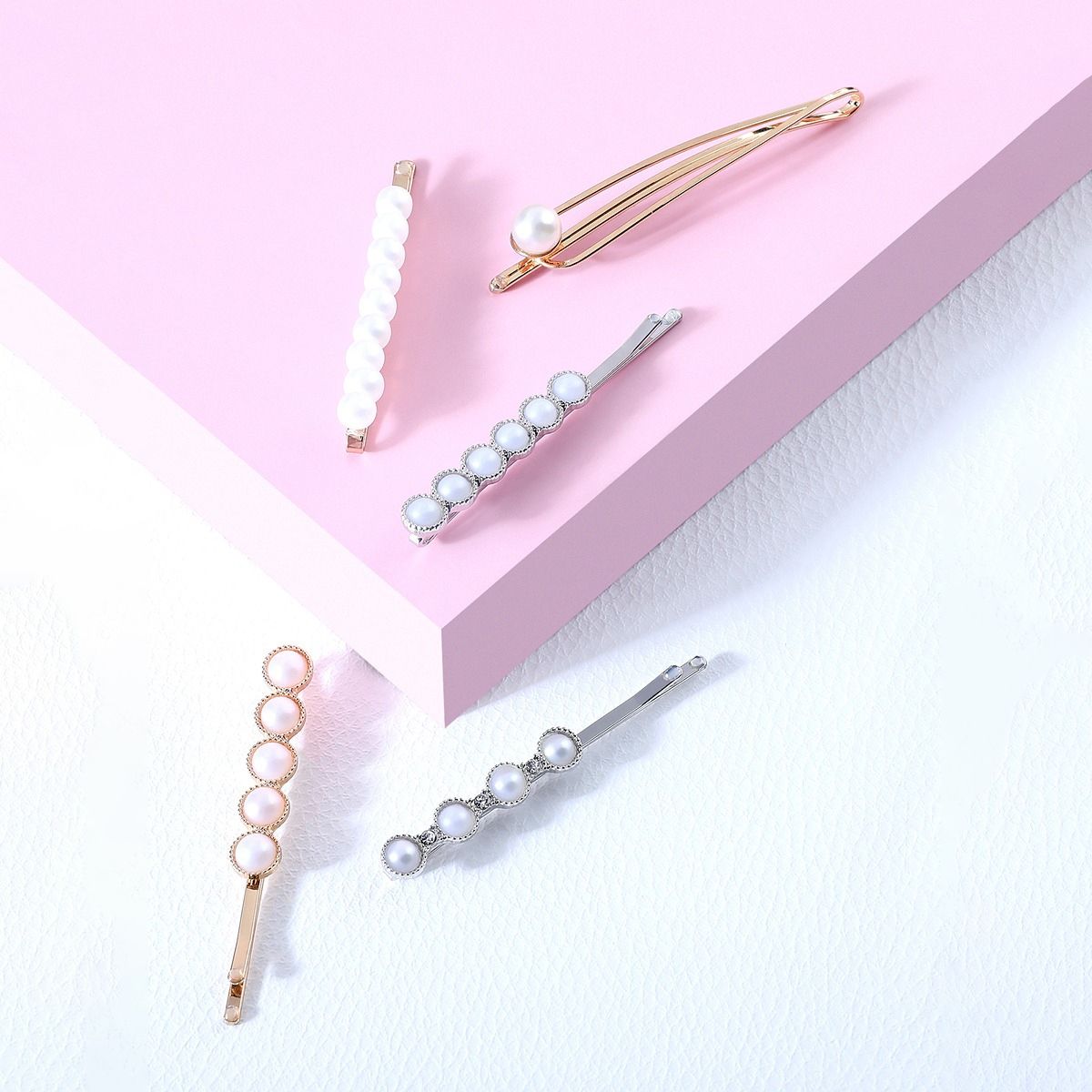 Buy Zaveri Pearls Gold & Silver Tone Set of 5 Pearls Bobby Hair Pins ...