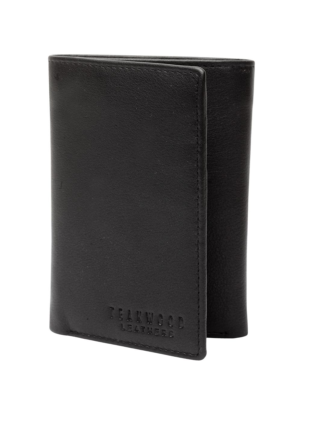 Teakwood Leathers Men Black Genuine Leather Solid Three Fold Wallet ...