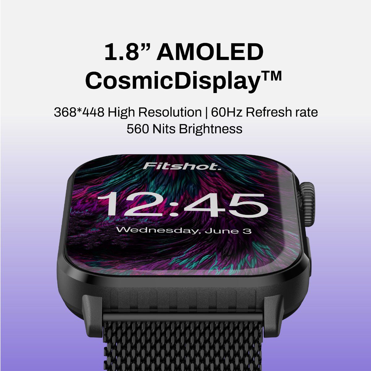 Buy Ambrane Fitshot Crystal 1.8inch AMOLED Display, BT calling 560 nits ...