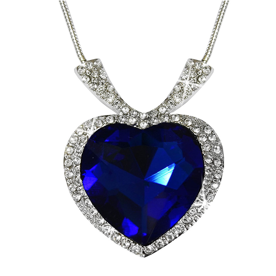 Buy Peora Heart Shaped Ocean Blue Crystal Pendant for Women and Girls PFCP2055B Online