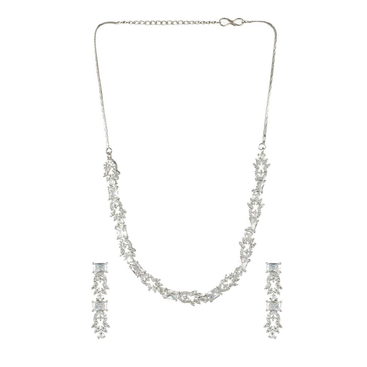 Buy Priyaasi Shining Leaf Blocks Ad Silver-Plated Jewellery Set Online
