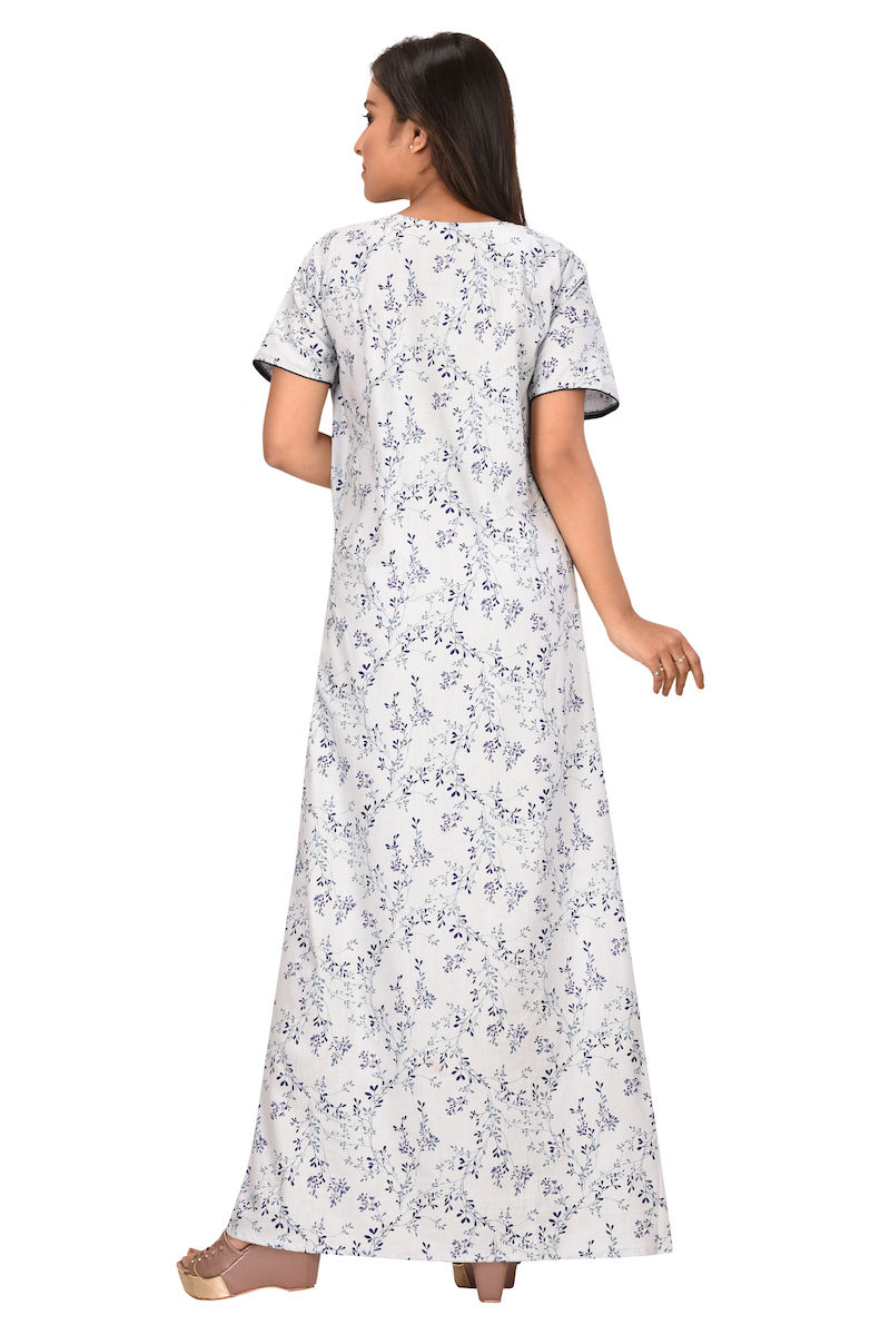 PIU Women's Cotton Nighty Gown - Front Open - Grey: Buy PIU Women's ...