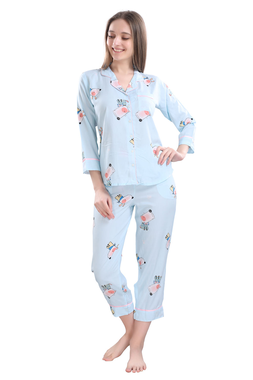 Buy PIU Bow Baow Nightsuit Set - Blue Online