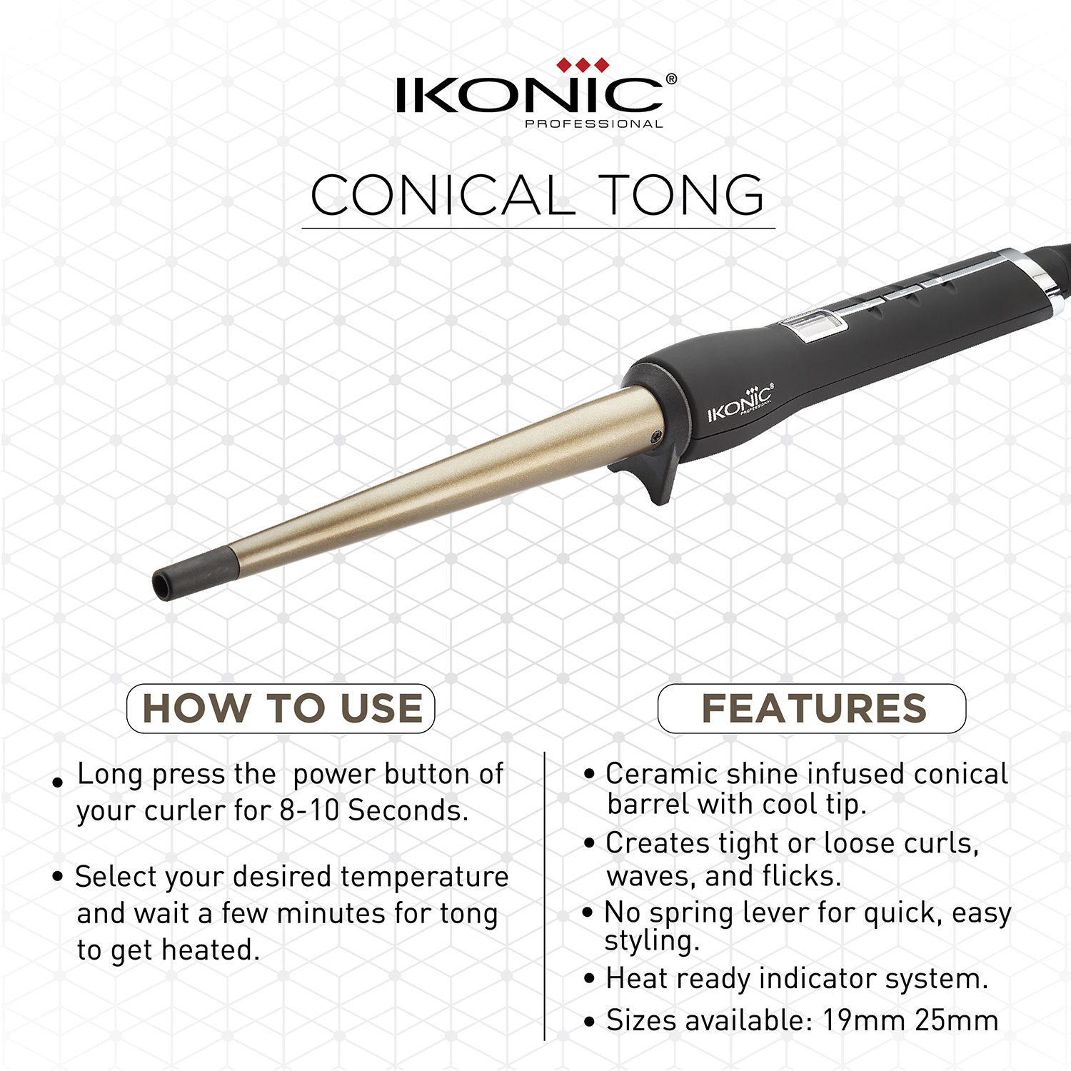 Ikonic Professional Conical Tong CNT19: Buy Ikonic Professional Conical ...