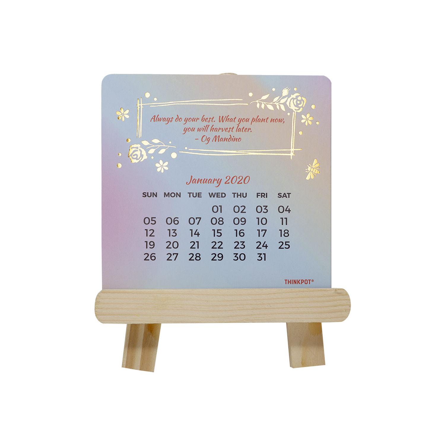 Buy Thinkpot 2020 Floral Gold Foil Easel Calendar Online