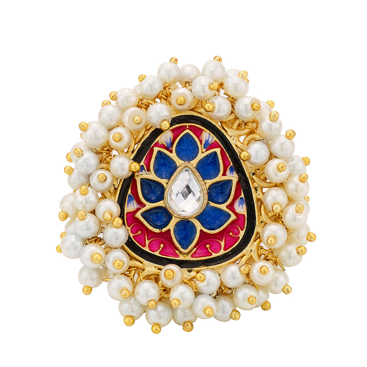 Buy Peora Ethnic Rani Pink Enamel Meenakari Hand Crafted Adjustable ...