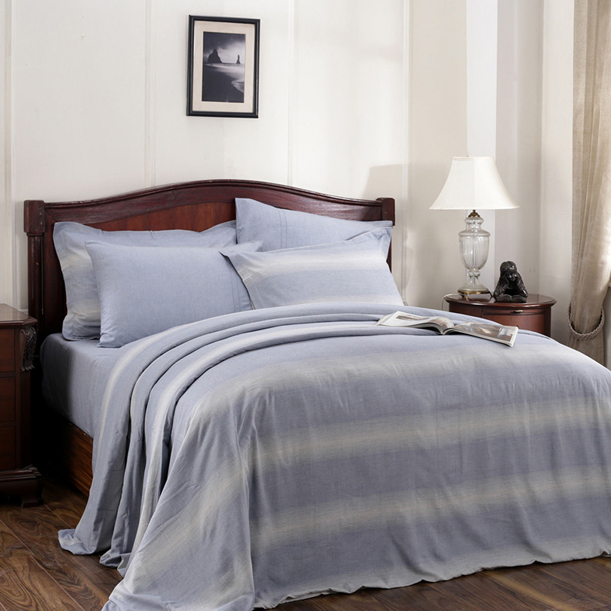 Maspar Cotsmere Rhythmic 300TC Cotton Blue-Grey Marble Double Duvet ...