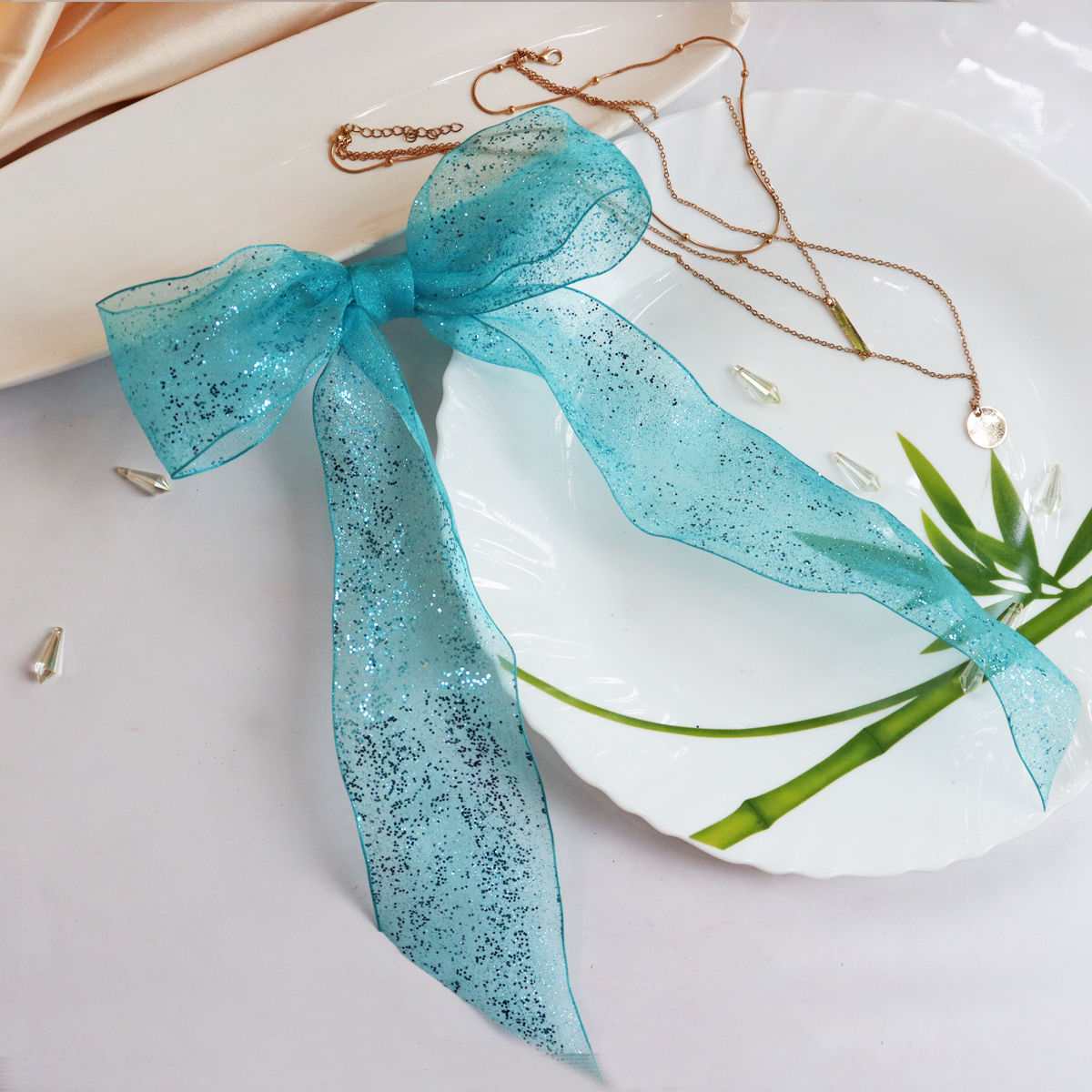 Buy Soho Boho Studio Fairy Shimmer sheer Pigtail Hair Bow Online