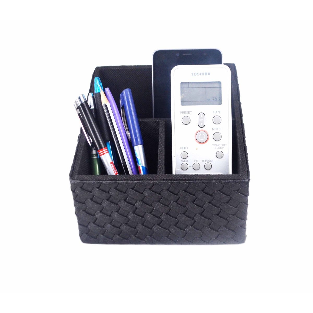 Buy Premsons Remote Control Stand Woven Design Leather Remote Holder ...