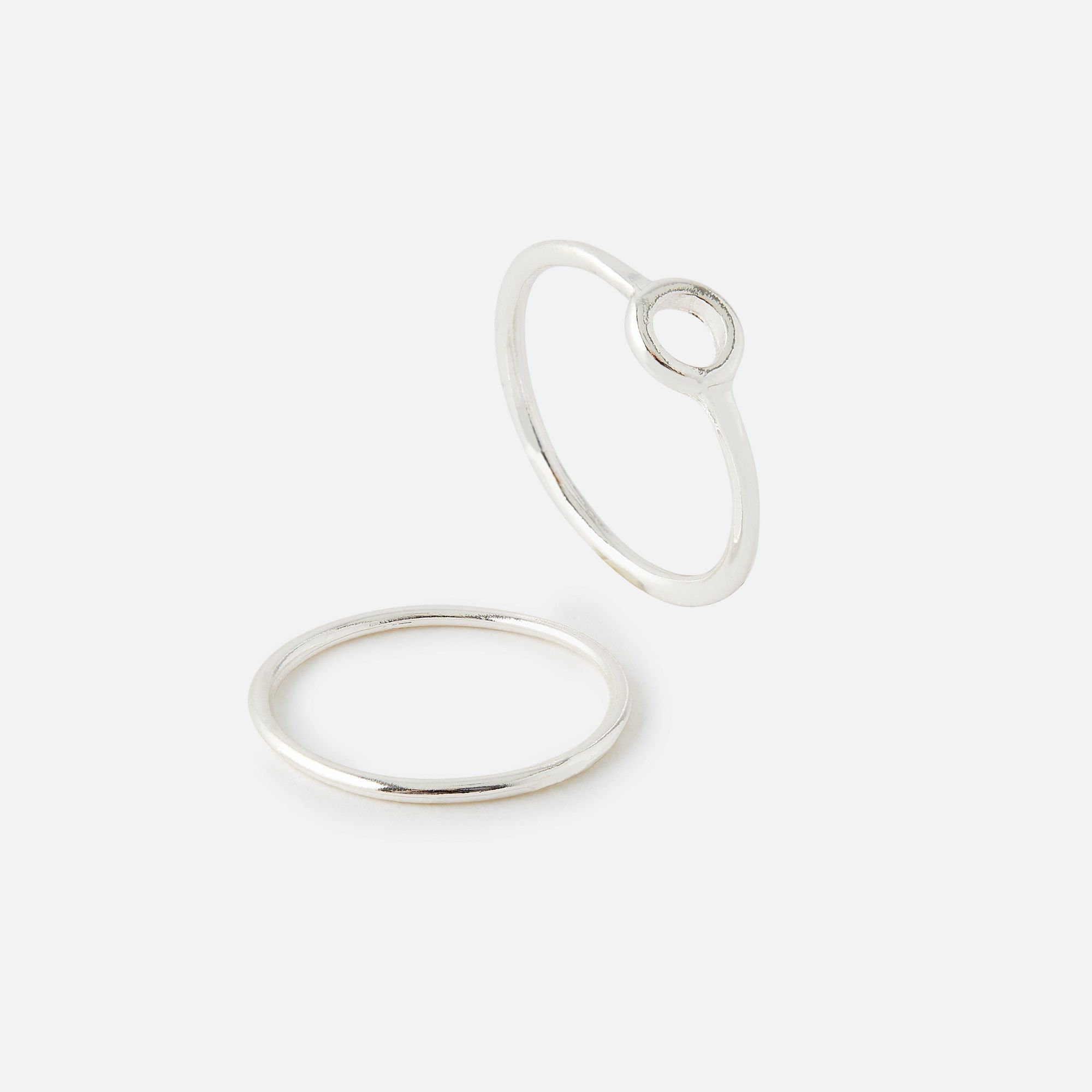 Buy Accessorize London Women's SilverSet of 2 Cut Out Circle Stacking Ring Set Online