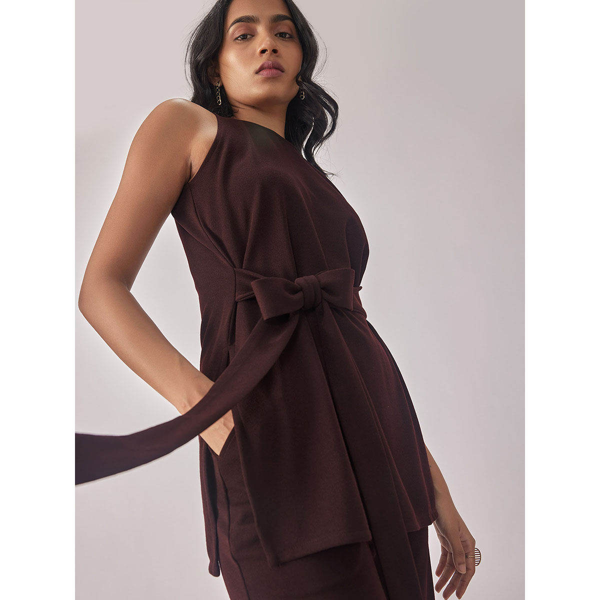 Buy The Label Life Merlot Knit Front Tie Top Online