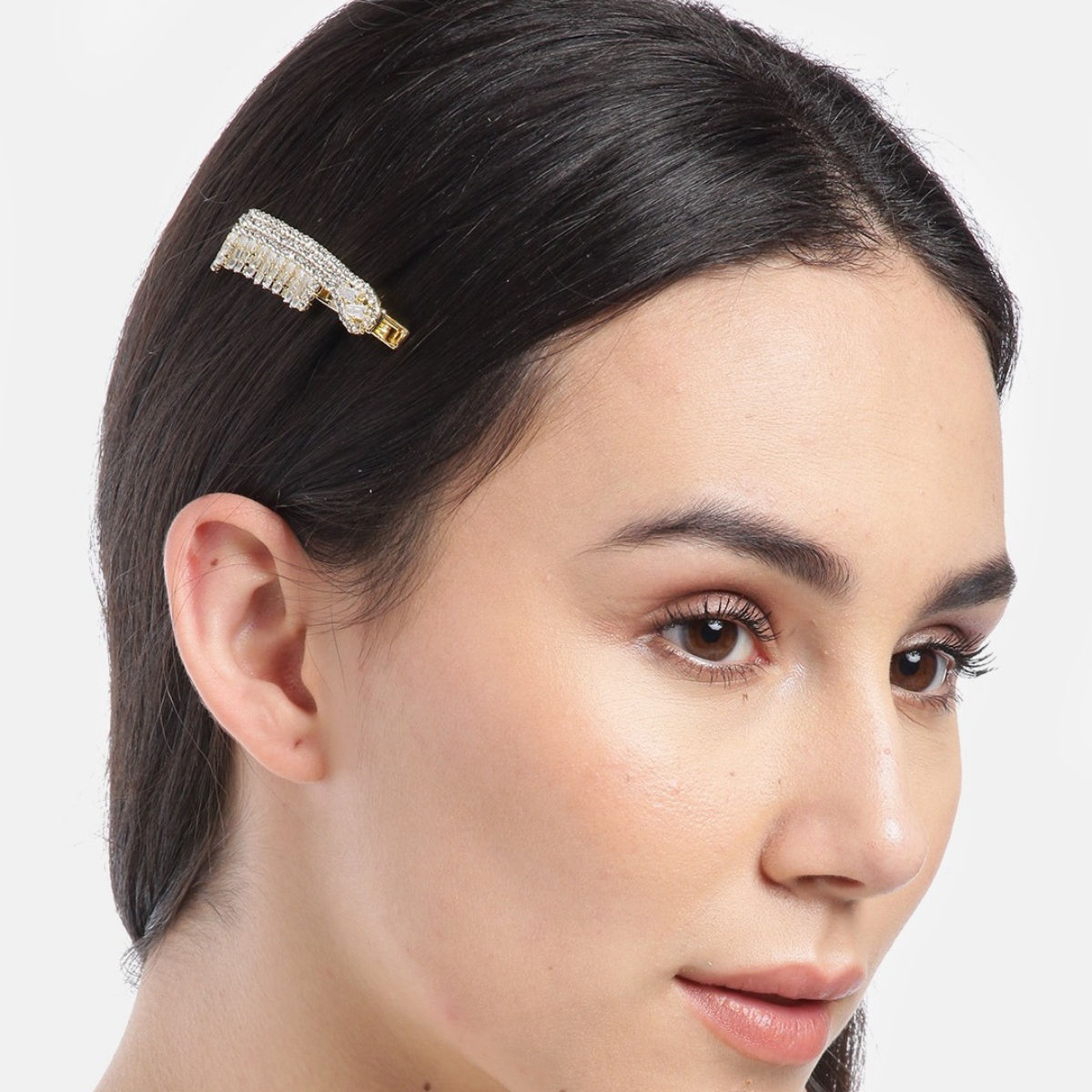 Buy Blueberry Gold Crystal Stone Embellished Comb Shape Alligator Hair ...