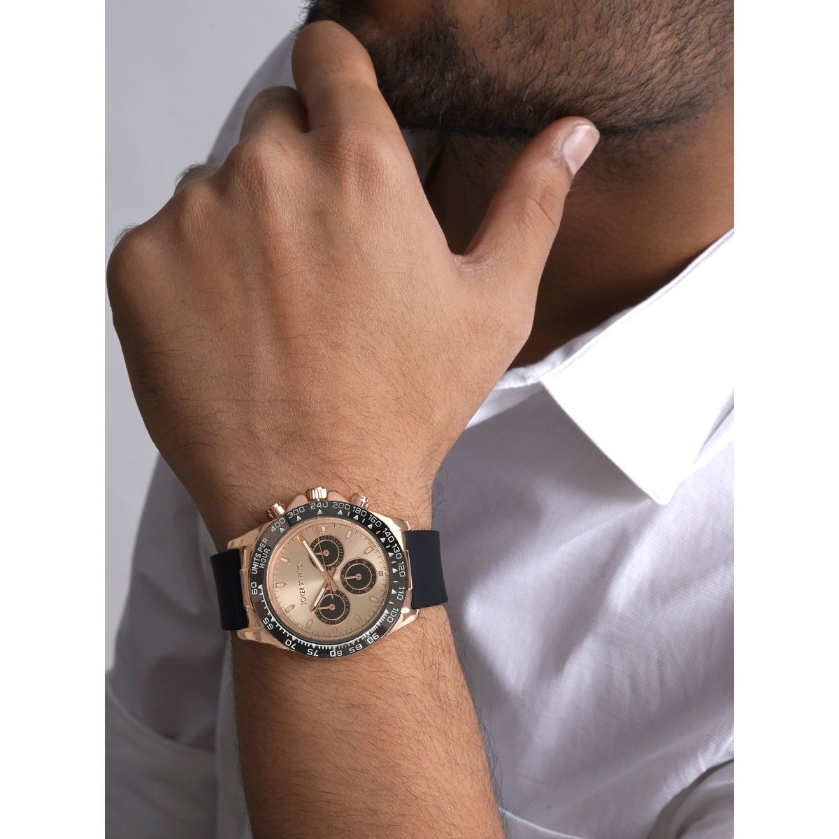 Buy Joker & Witch Jesko Rose Gold Dial Black Silicone Strap Watch Online
