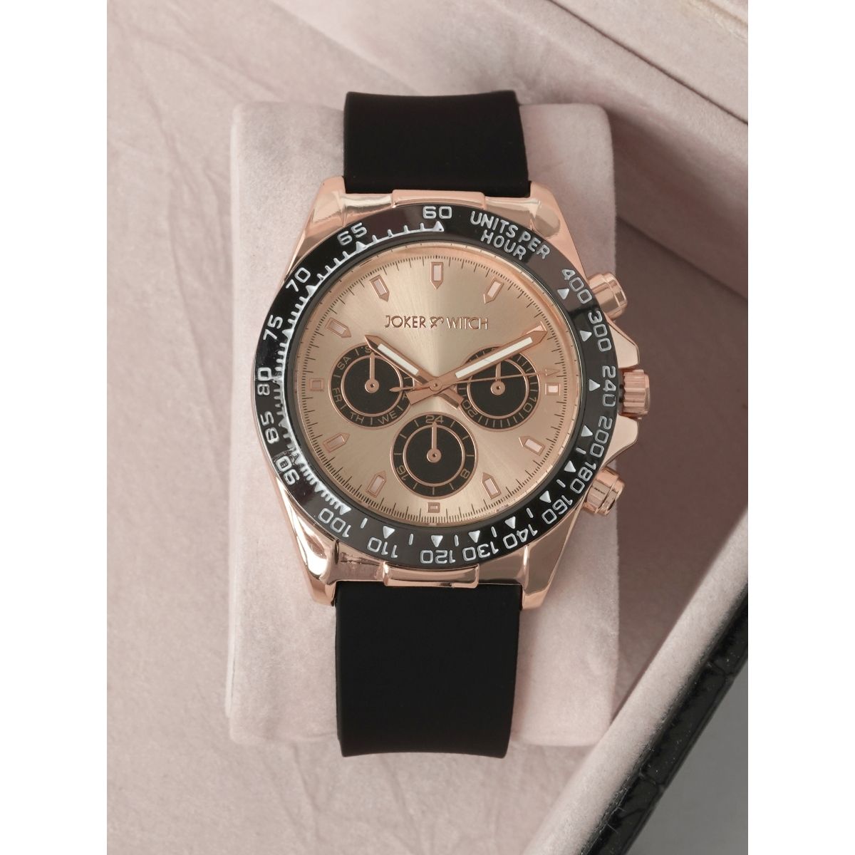 Buy Joker & Witch Jesko Rose Gold Dial Black Silicone Strap Watch Online