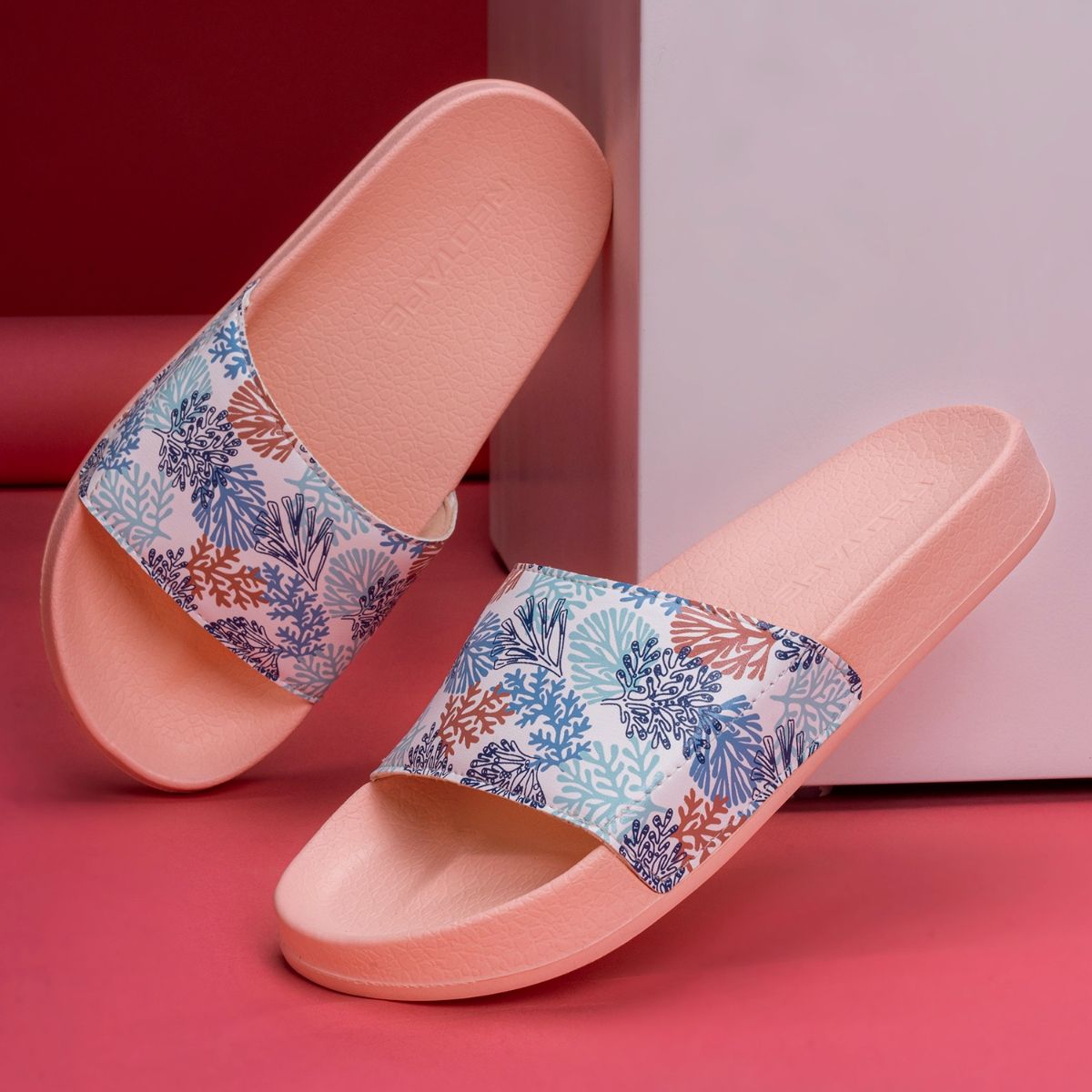 Red Tape Women Printed Pink Sliders: Buy Red Tape Women Printed Pink ...