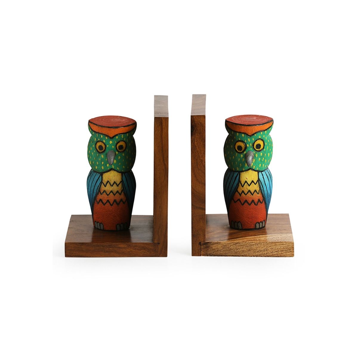 Buy ExclusiveLane Owl-guards Handmade Book End In Sheesham Wood (Set of ...