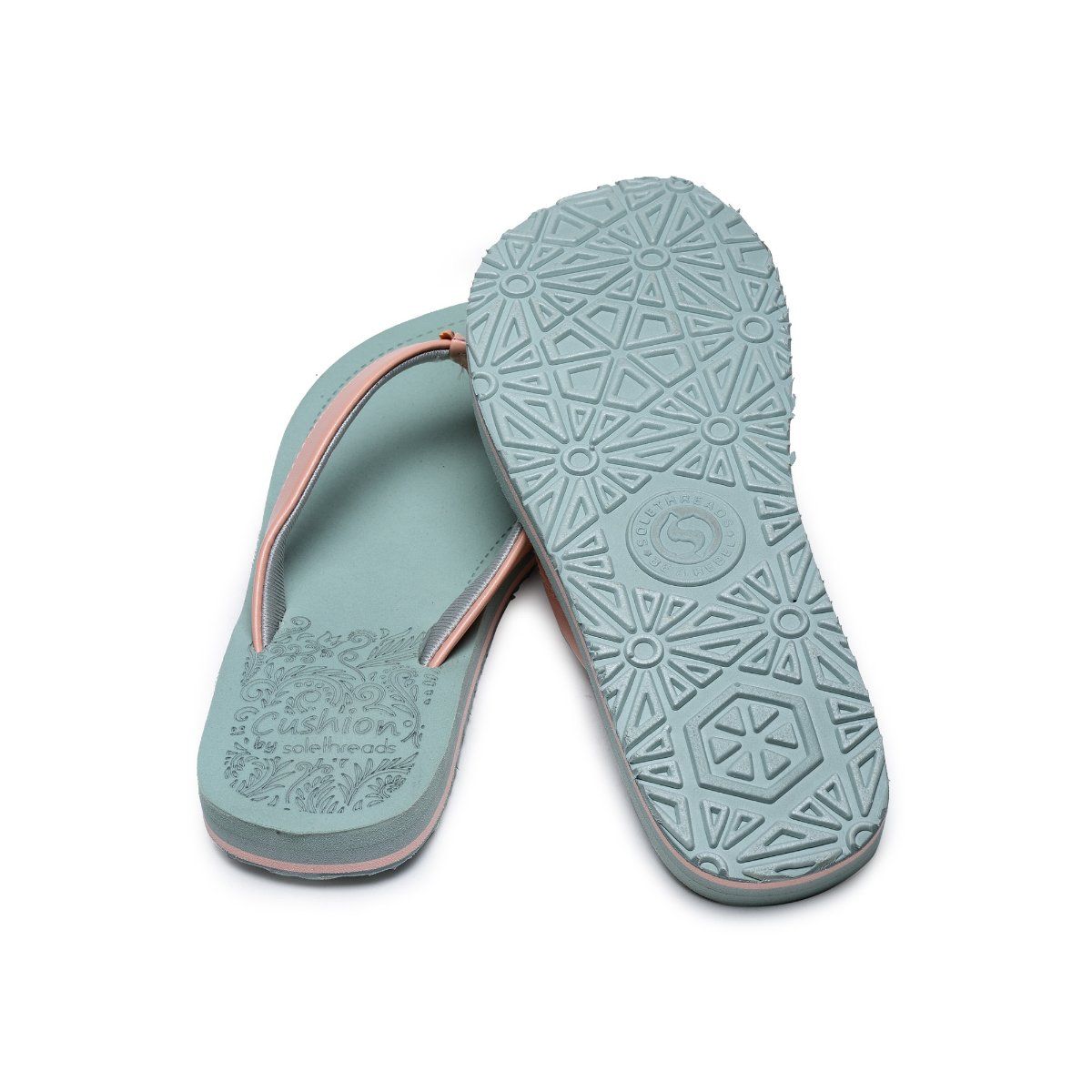 Buy SOLETHREADS Cushioned Women Peach Textured Flipflop Online