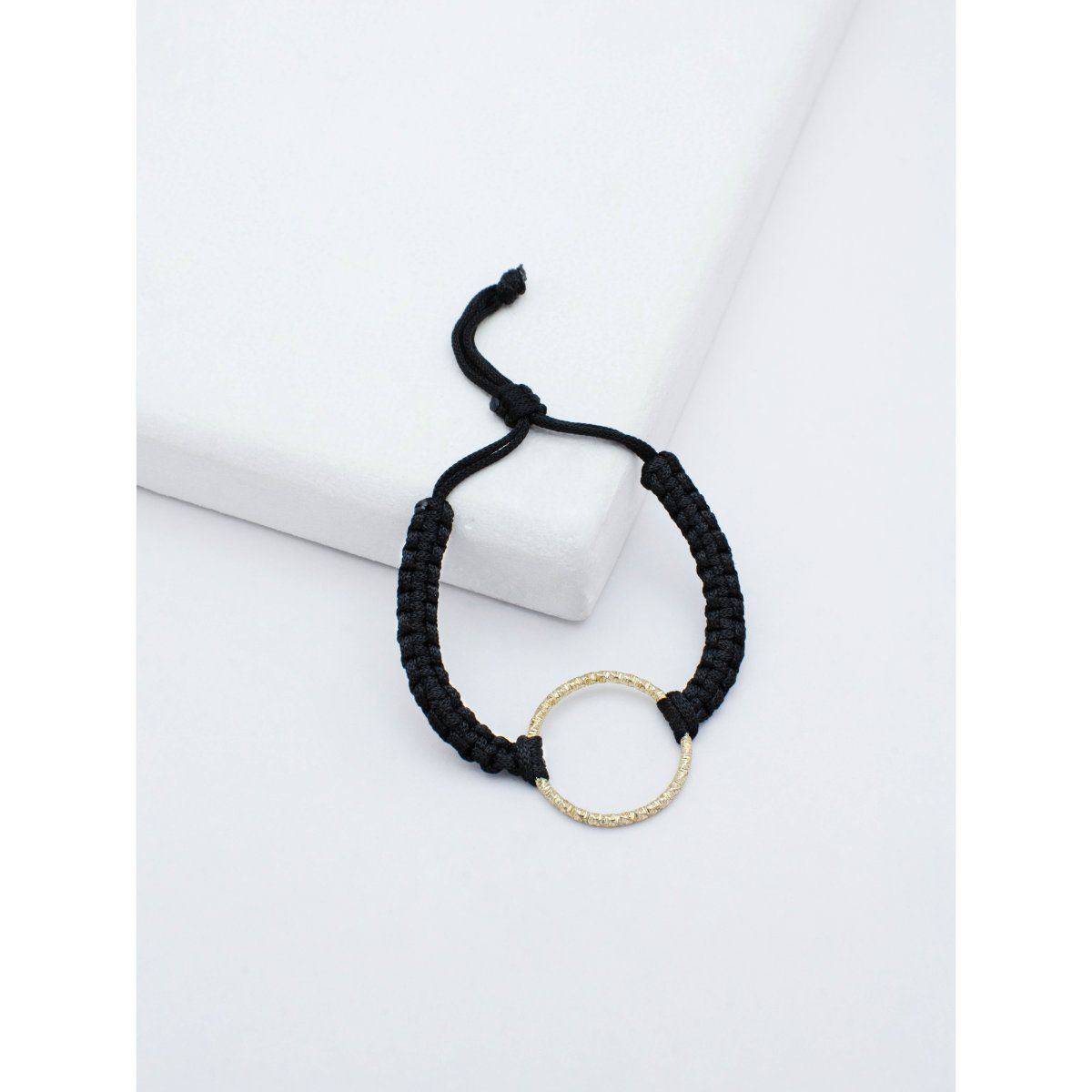 Buy Rhea Gold Ring Black Thread Bracelet Online