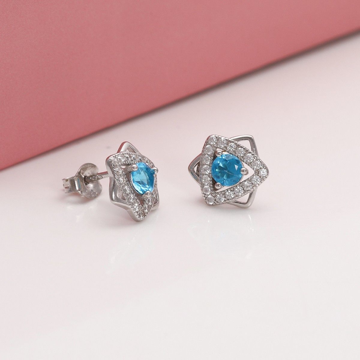 Buy Giva 925 Sterling Silver Aqua Blue Star Earrings For Women Online