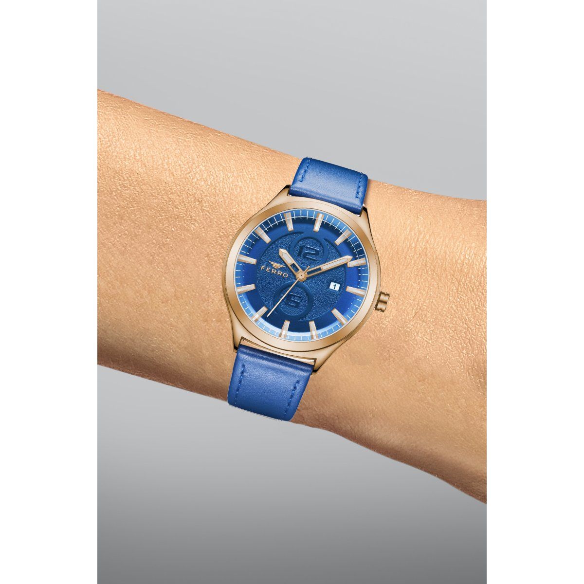 Ferro Analoge Blue Round Dial Mens Watch - F11090B-T: Buy Ferro Analoge ...