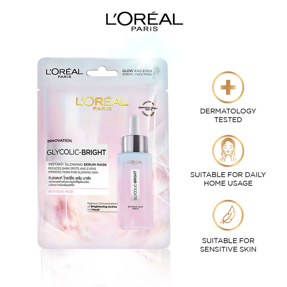 Buy L'Oreal Paris Glycolic Bright Glowing Serum Sheet Mask, Face Mask ...