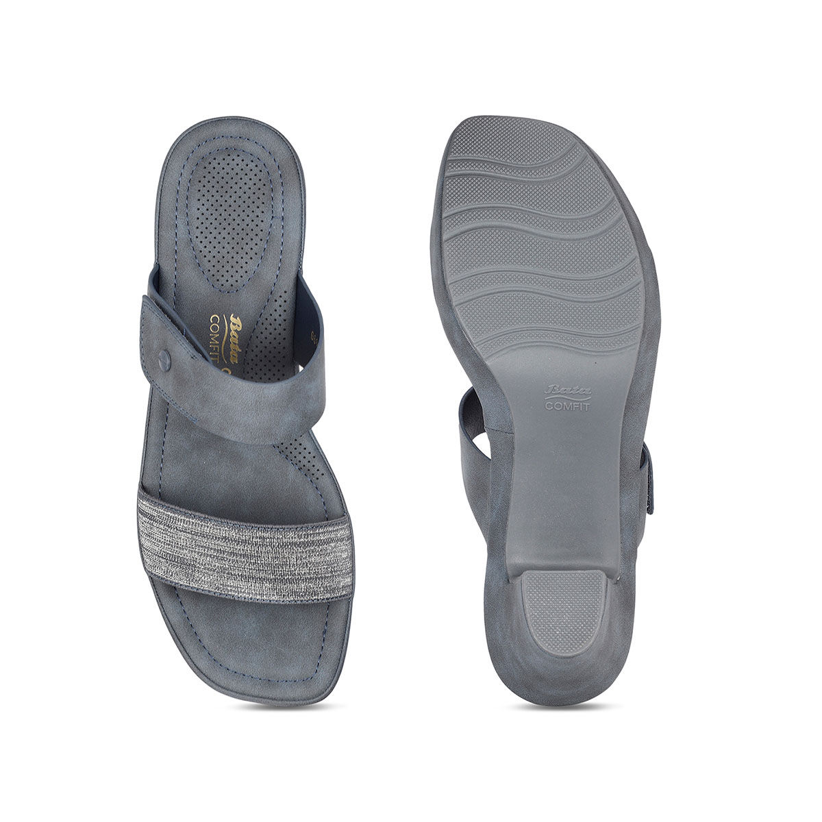 Buy Bata Comfit Women Navy Blue Open Back Heel Sandals Online