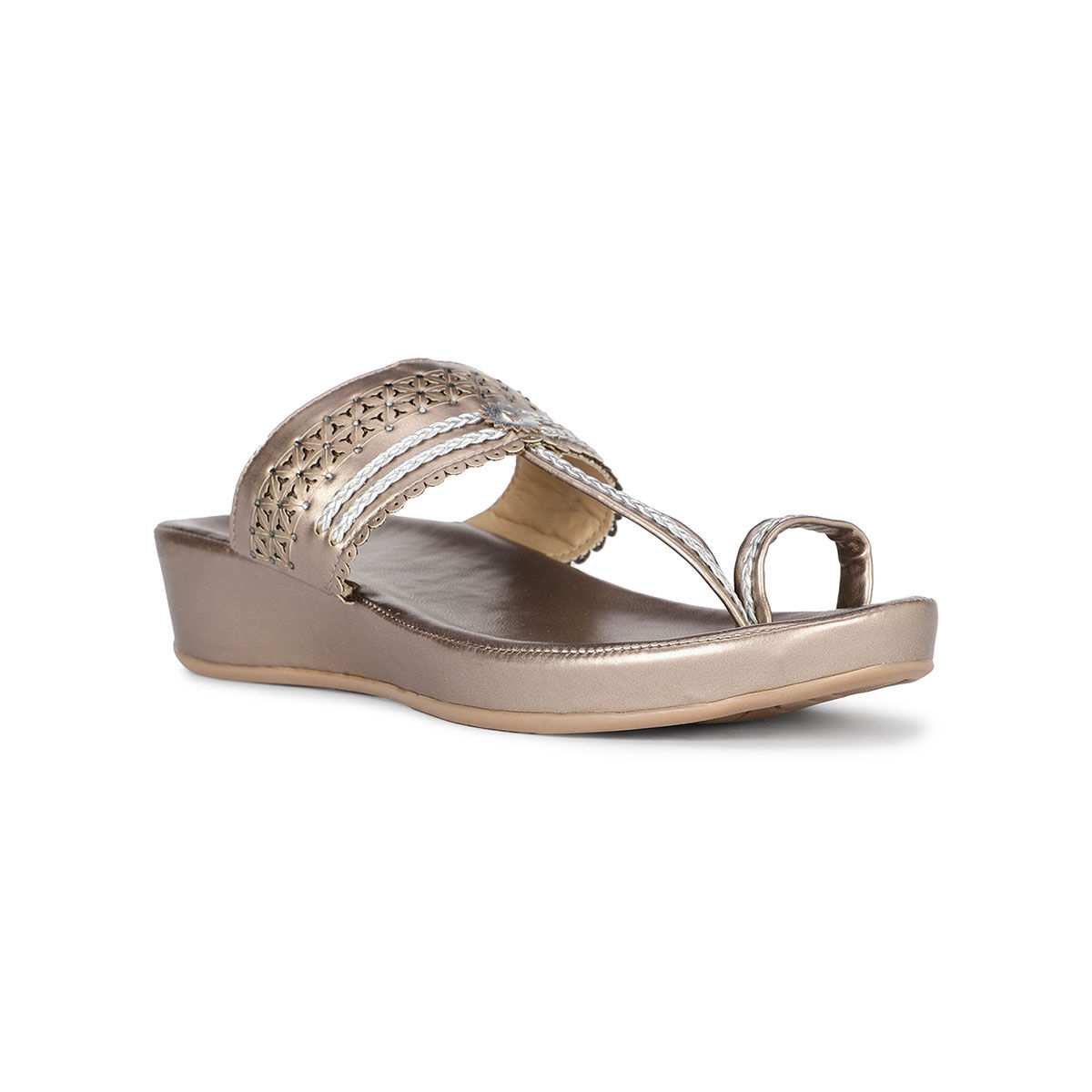 Buy Bata Women Gold Open Back Heel Sandals Online