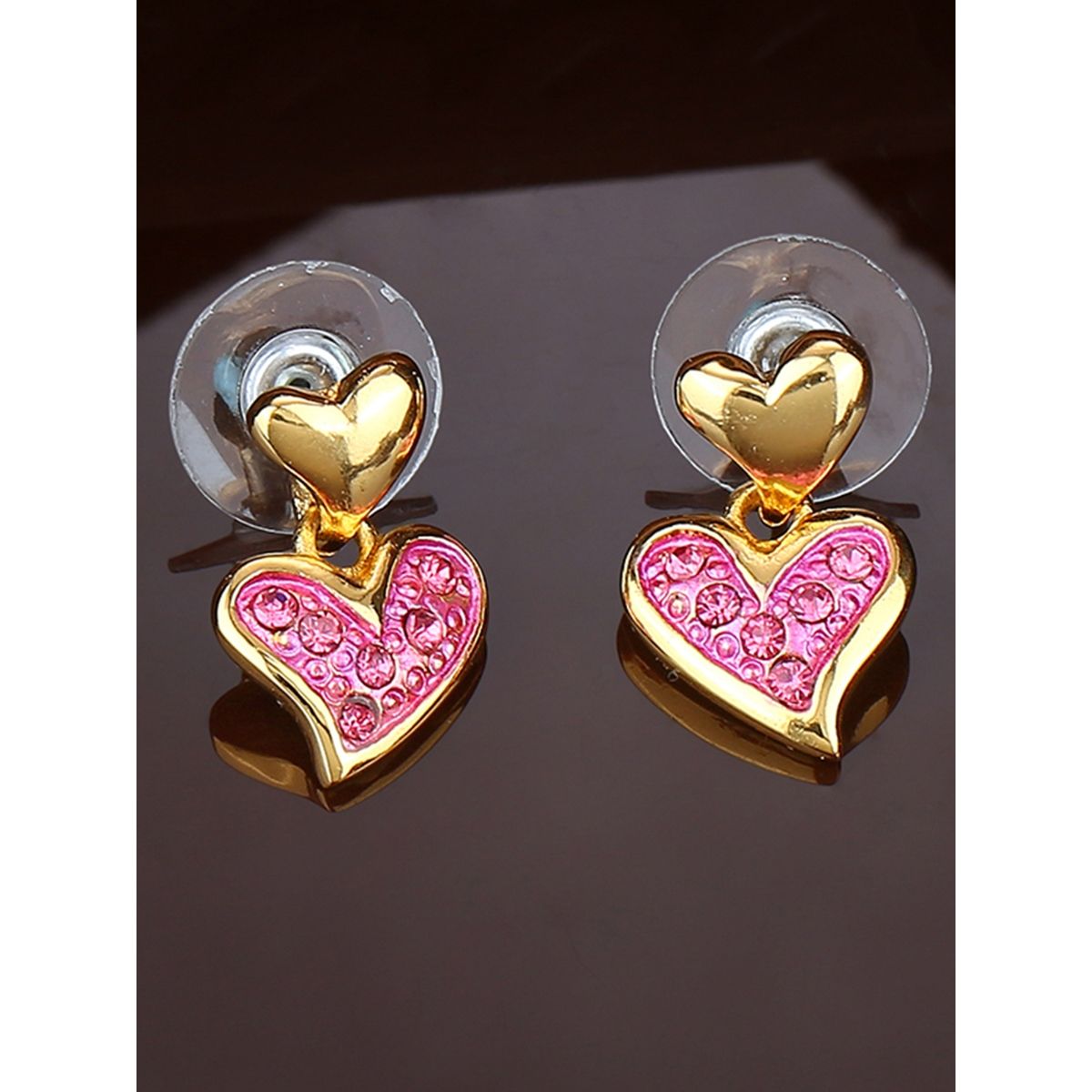 Heart shaped earrings gold online store