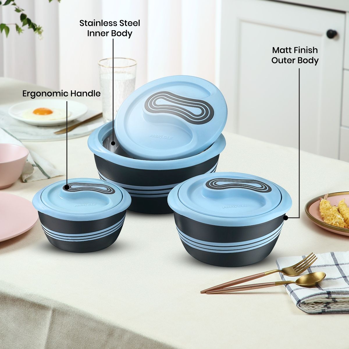 Buy Pinnacle Palazio Inner Stainless Steel Casserole Set of 3 - 500 ml ... Buy Pinnacle Palazio Inner Stainless Steel Casserole Set of 3 - 500 ml ...