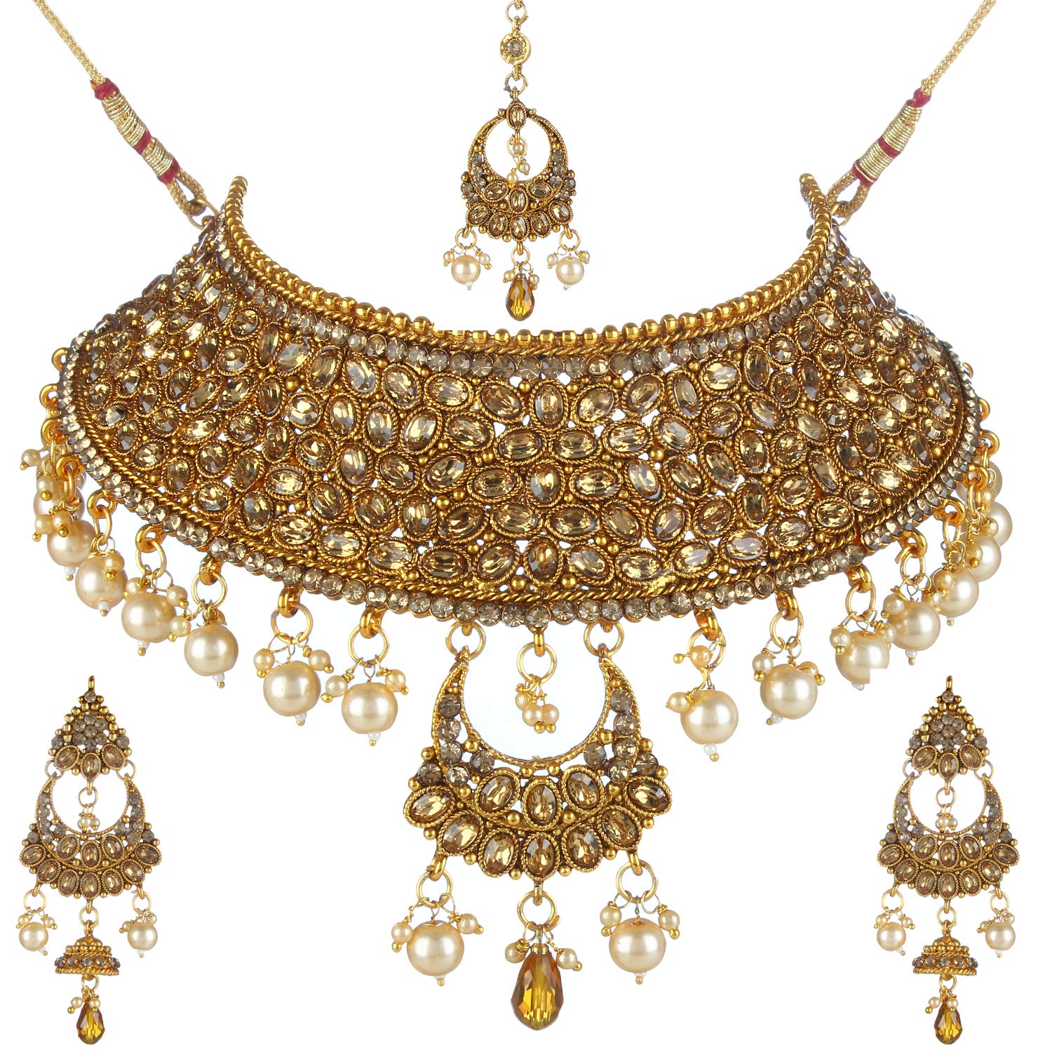 Buy Anika's Creation Elegant Kundan Chokar Jewellery Set With Maang ...
