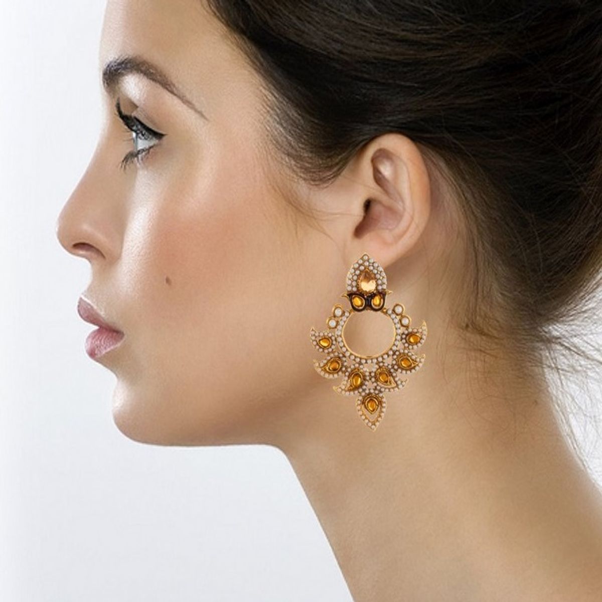 Fabula Jewellery Gold Plated Kairi Shape Pearl & Polki Traditional ...