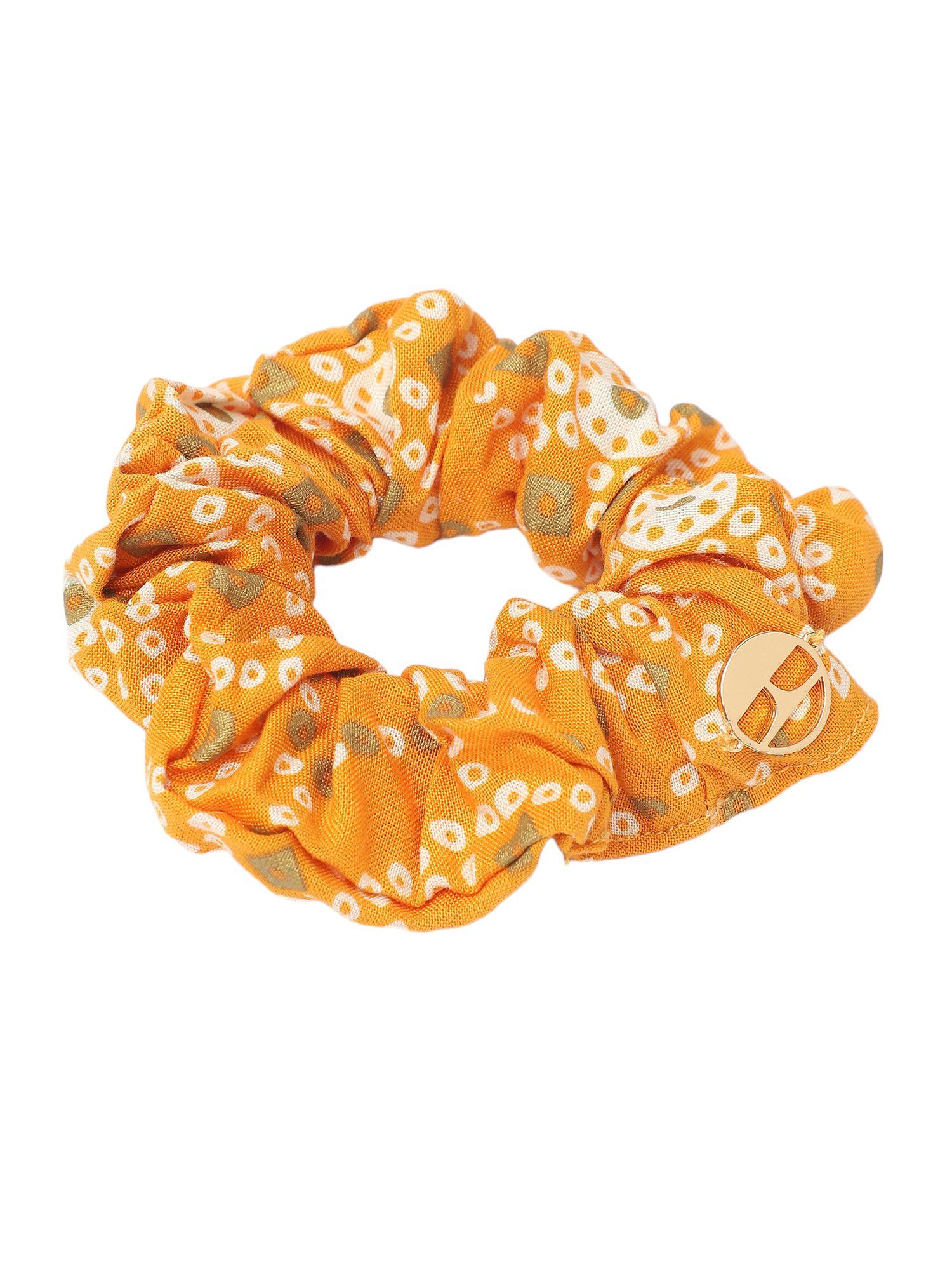 Buy ELLE Yellow Satin Iconic E Metal Scrunchy Online