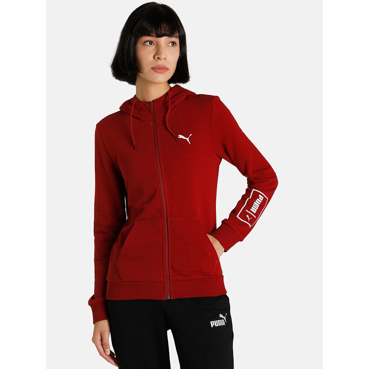 Buy Puma Full-Zip Womens Red Hooded Jacket Online