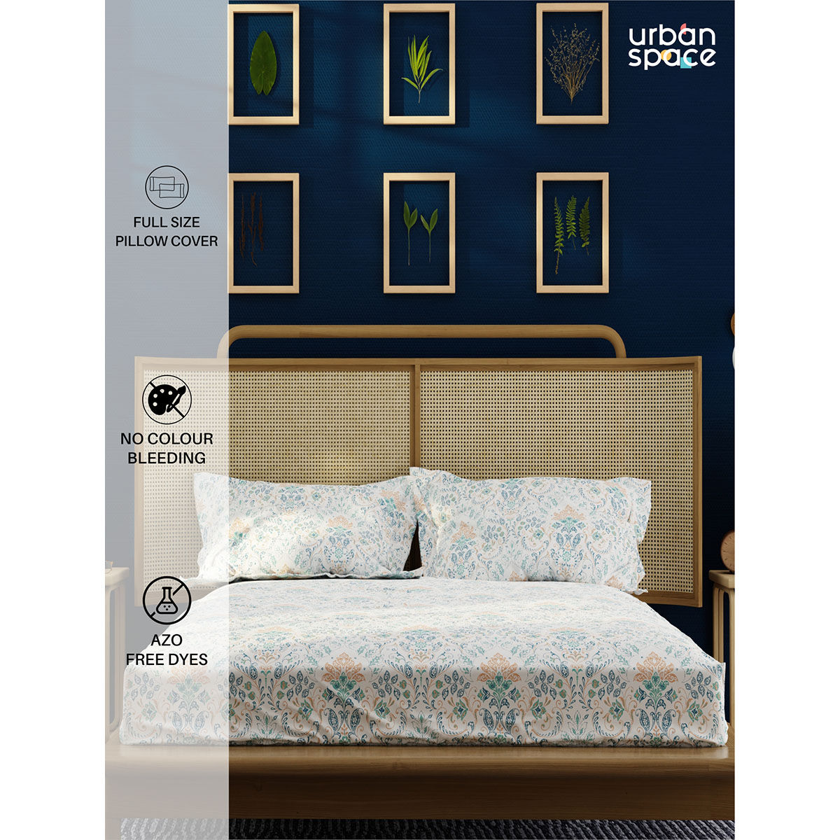 Buy Urban Space Serene Cotton Bedsheets for Double Bed with Pillow ...