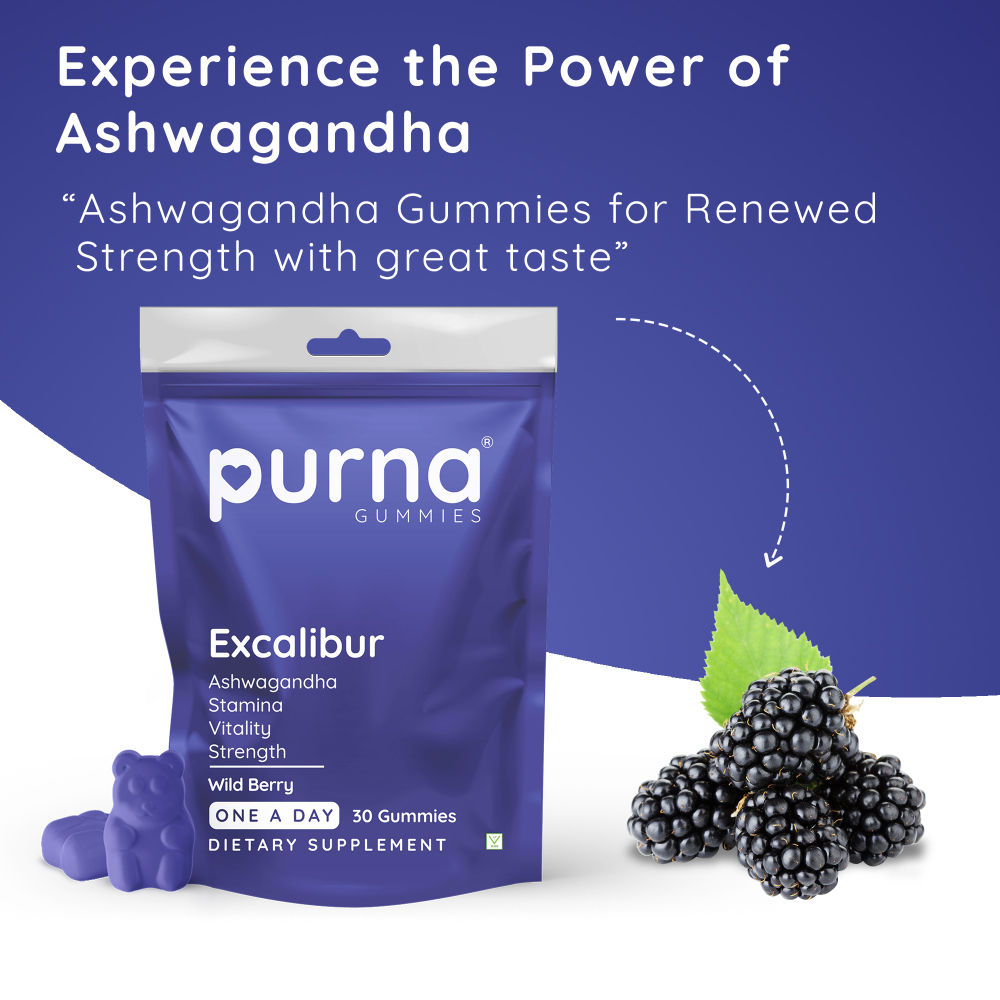 Buy Purna Gummies Ashwagandha Wild Berry Flavour Gummies to Decrease ...