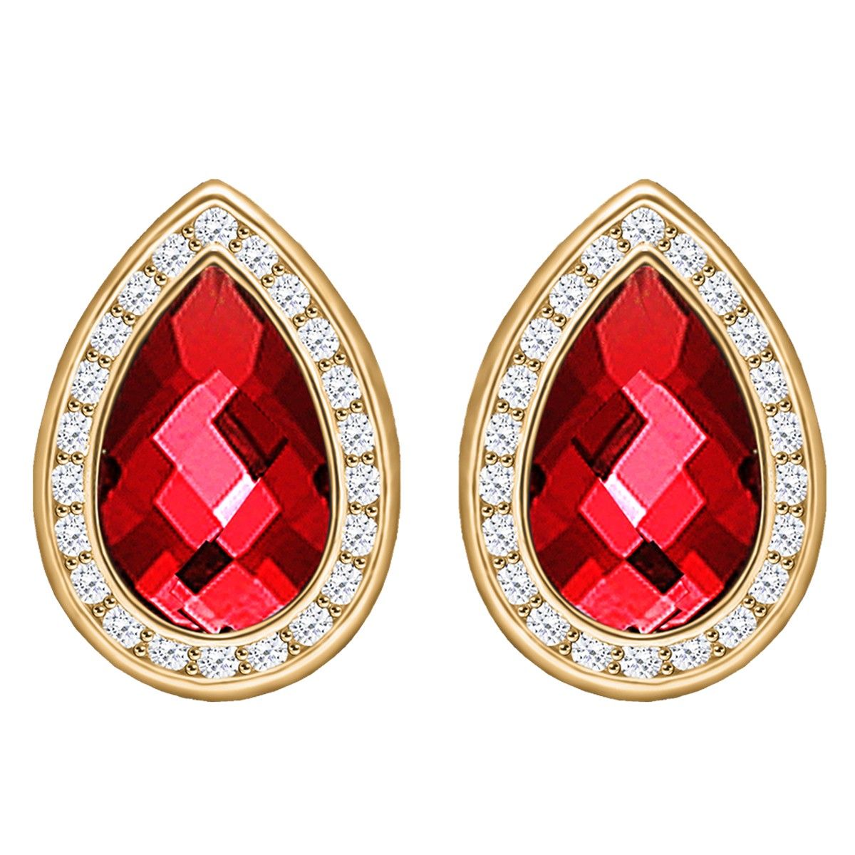 Giva 925 Sterling Golden Ruby Red Tear Drop Earrings For Women: Buy ...