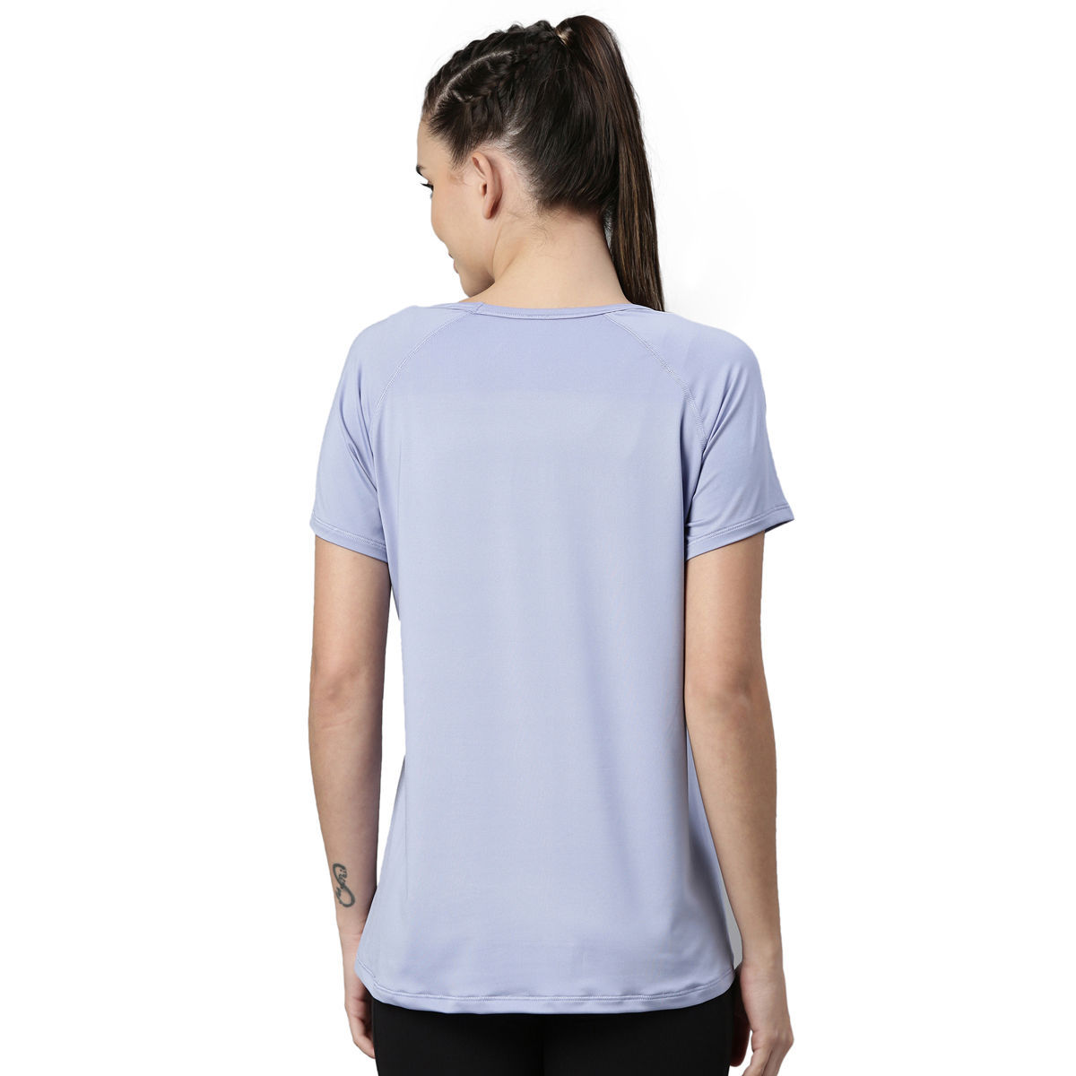 Buy Enamor Short Sleeve Scoop Neck Hip Length Basic Active T-Shirt Relaxed Fit Quick Dry E163 Online