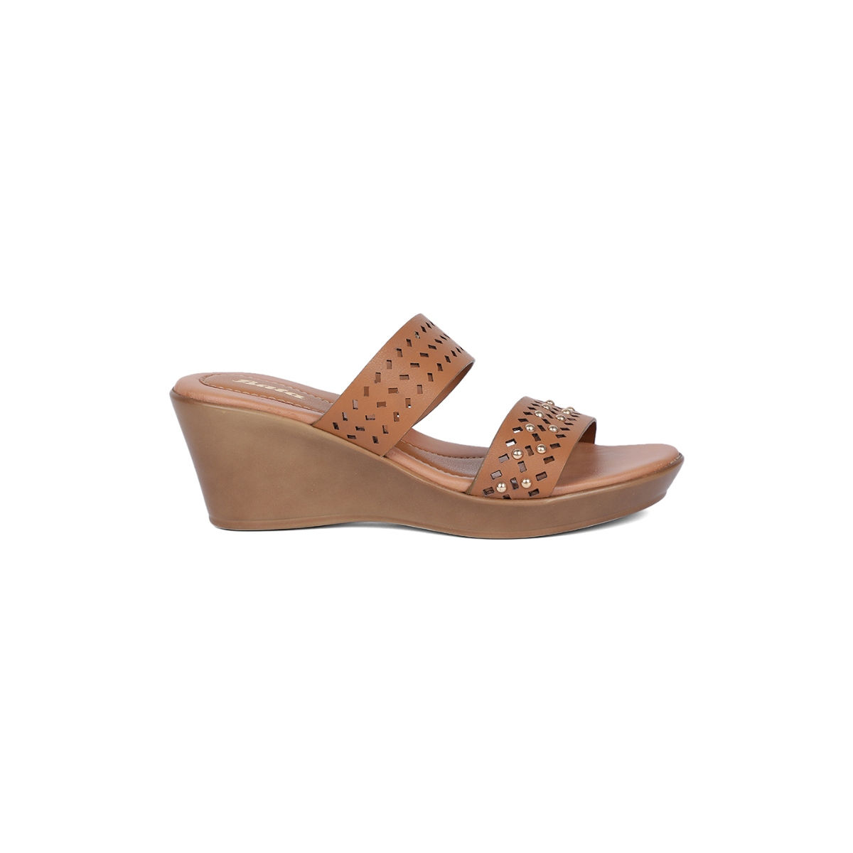 Buy Bata Laser Stud Women Tan Wedges Online