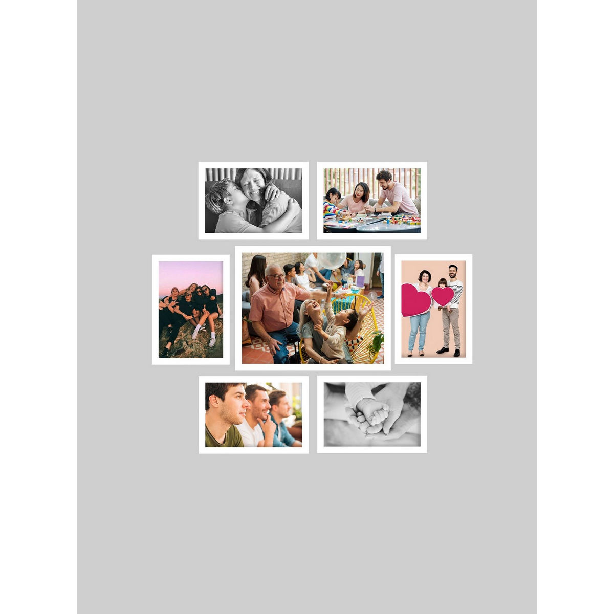 Buy eCraftIndia Memory Wall Collage Photo Frame - Set of 7 Photo Frames ...