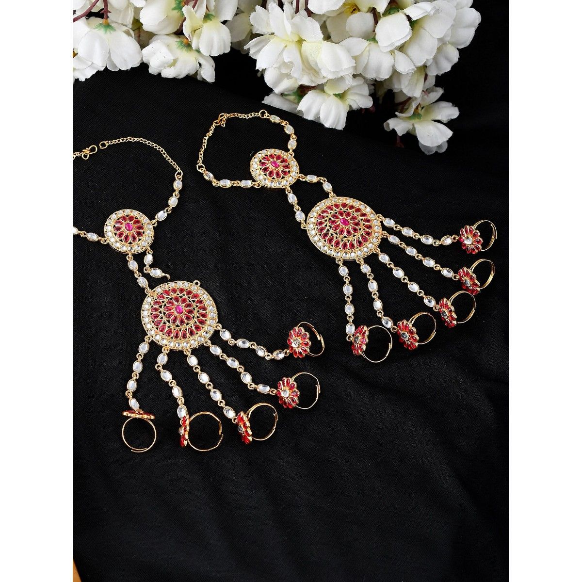 Buy Silvermerc Designs Gold Plated Traditional Hathfool Bracelet with 5 ...