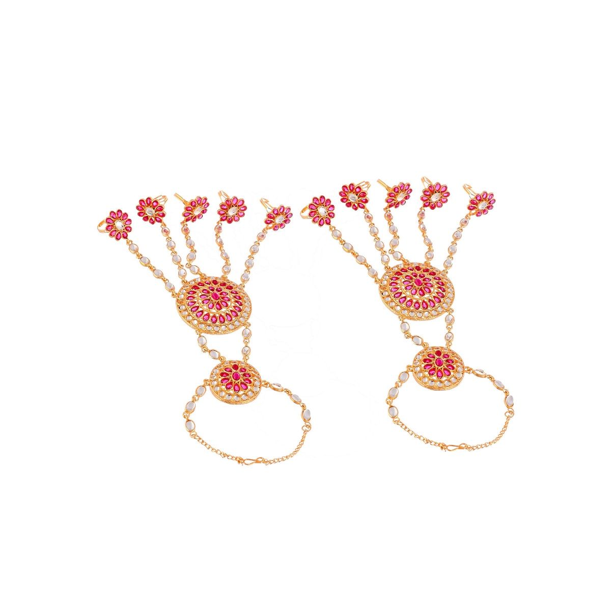 Buy Silvermerc Designs Gold Plated Traditional Hathfool Bracelet with 5 ...