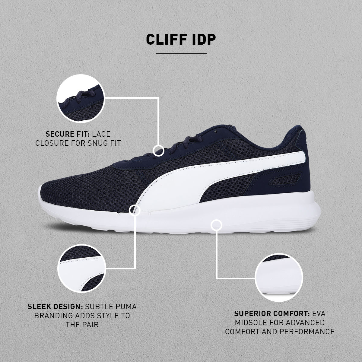Buy Puma Cliff Idp Unisex Navy Blue Running Shoes Online