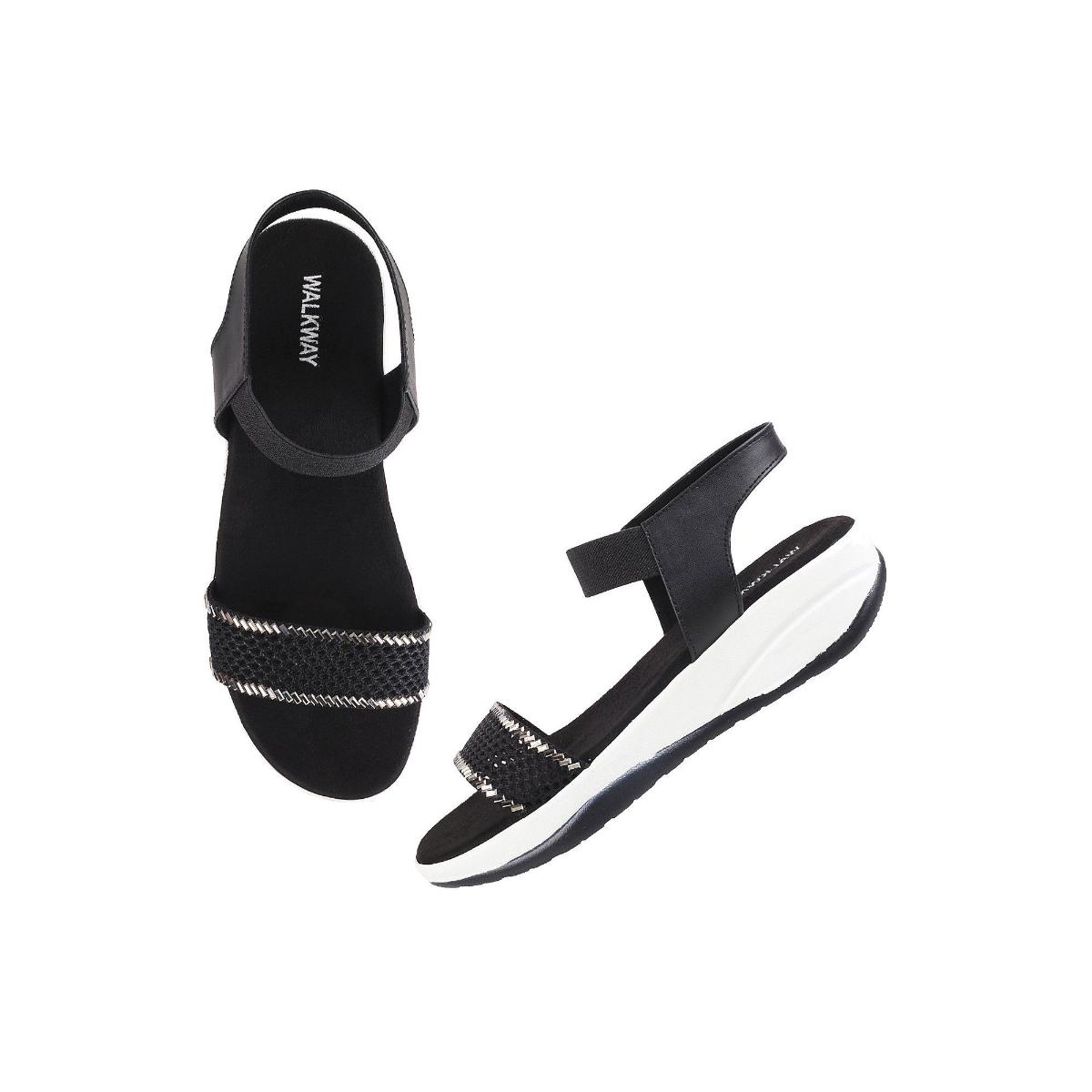 Buy Walkway Black Woven Sandals Online