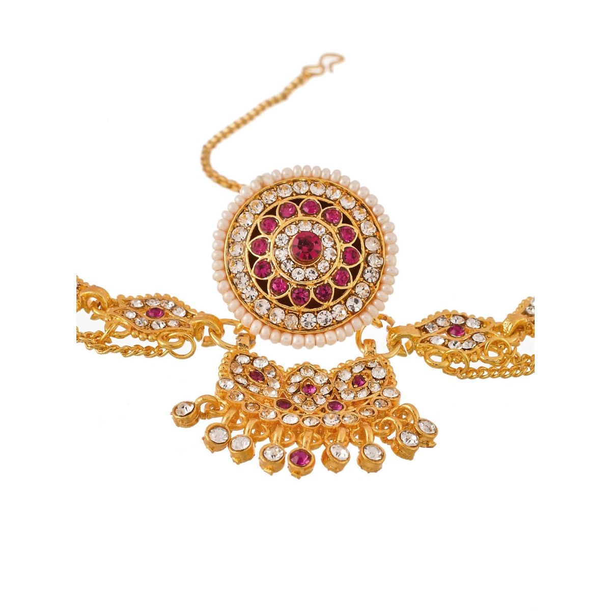 Buy Silvermerc Designs Gold plated Traditional Jhalar Mathapatti Borla ...